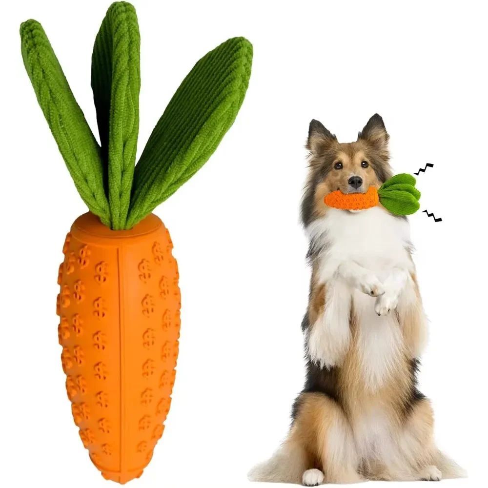 Carrot Dog Chew Toys Durable Rubber Squeaky Toy Shaped Dog Toys For Do ...